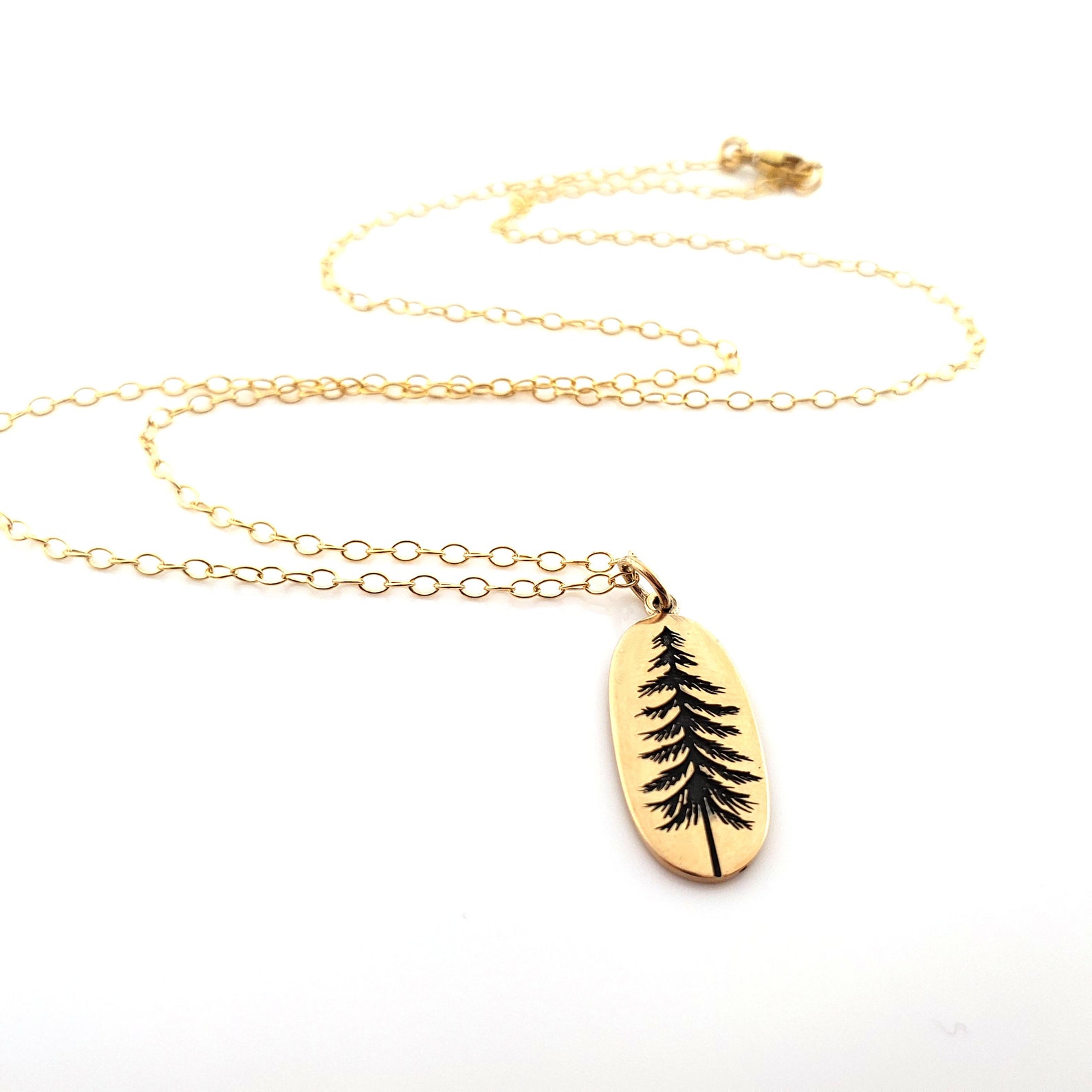 Pine Tree Charm Necklace Dainty 14k Gold Filled Jewelry | Etsy
