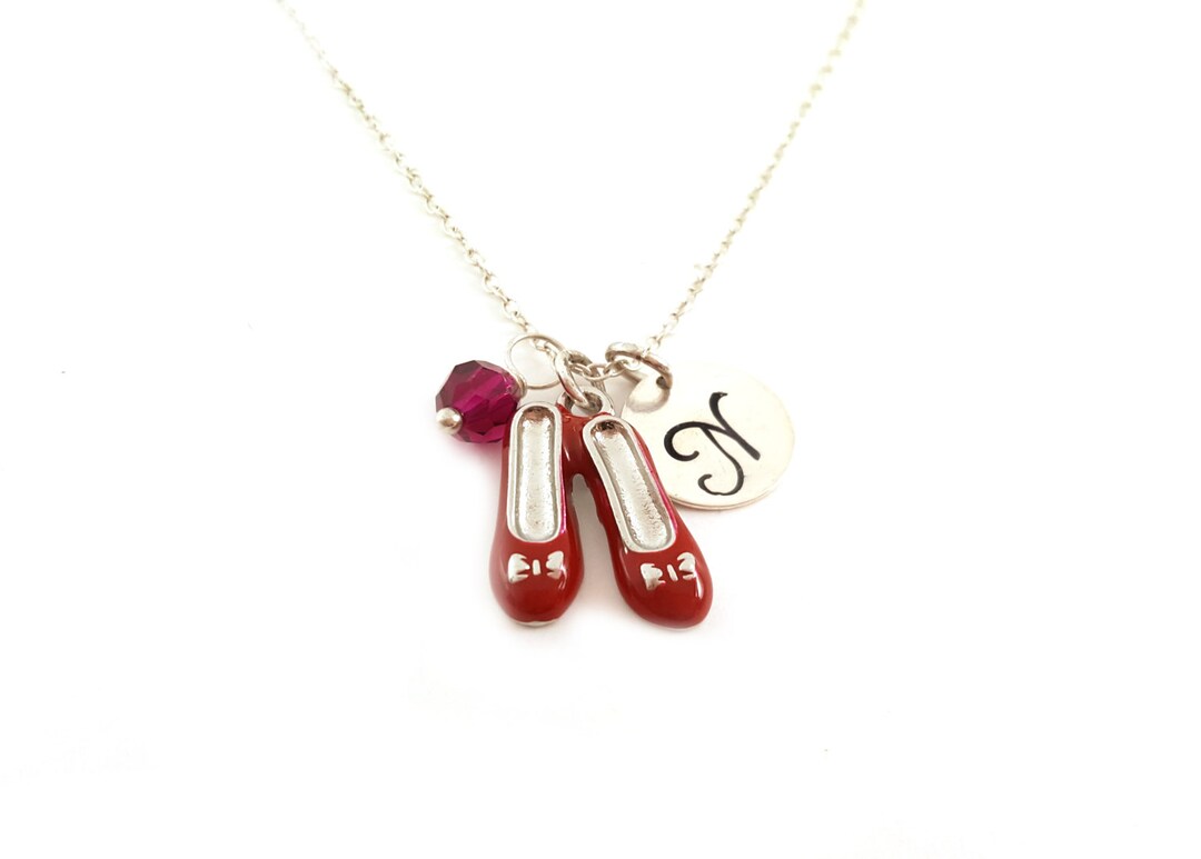 Ruby Slippers Necklace - Wizard of Oz Charm - Swarovski Birthstone ...