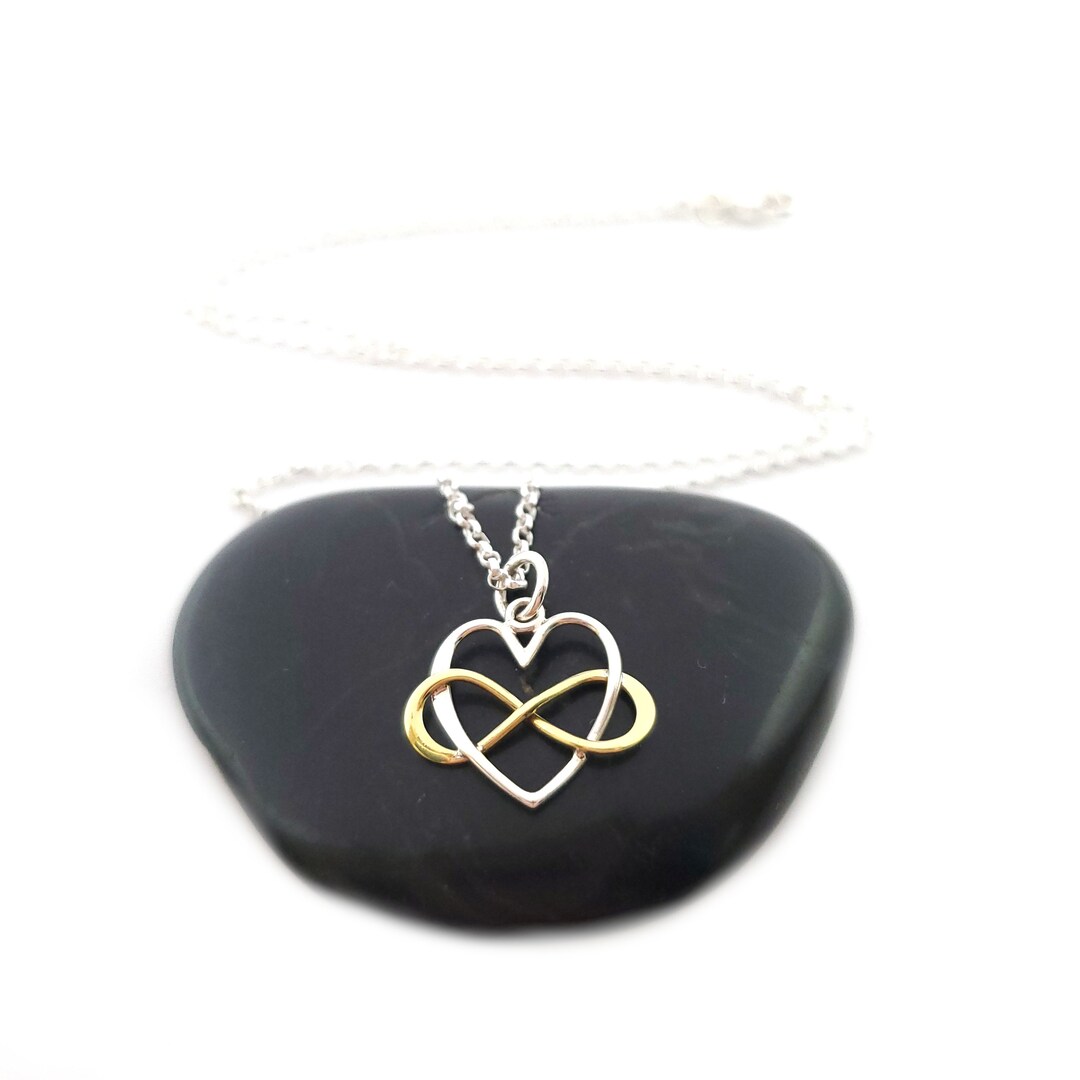 Infinity Heart Charm With Bronze Infinity Necklace Sterling Silver ...