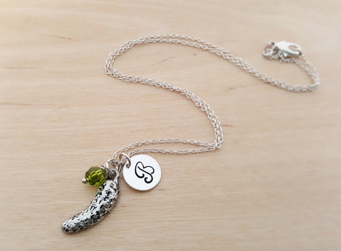 Pickle Necklace Food Necklace Personalized Initial | Etsy