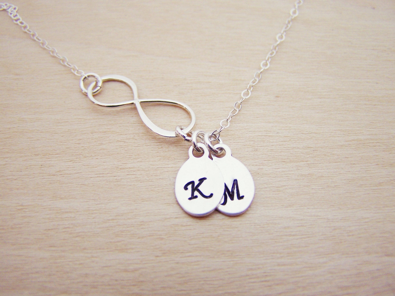 Sterling Silver Infinity Two Initial Hand Stamped Personalized Necklace ...