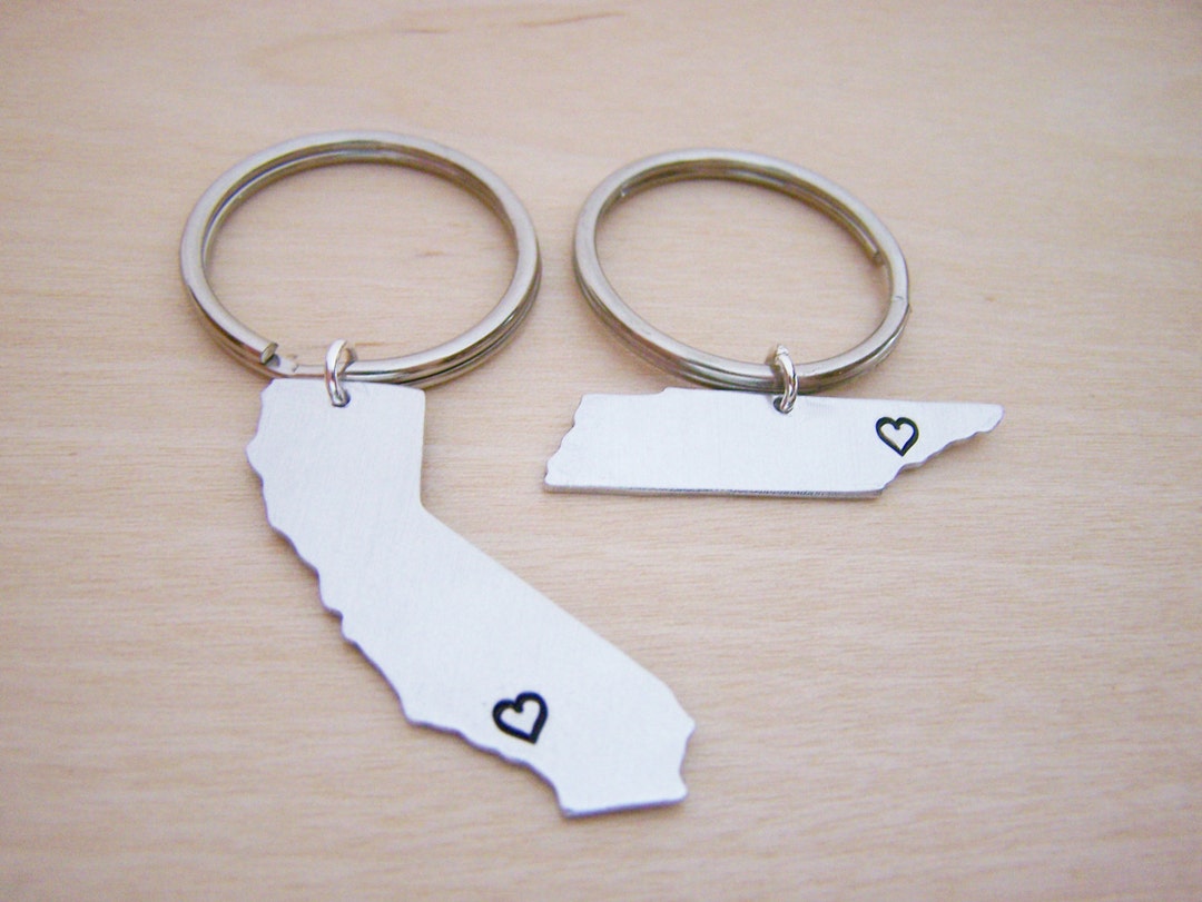 Hand Stamped State Key Chain - Home State Keychain / Gift for Him ...