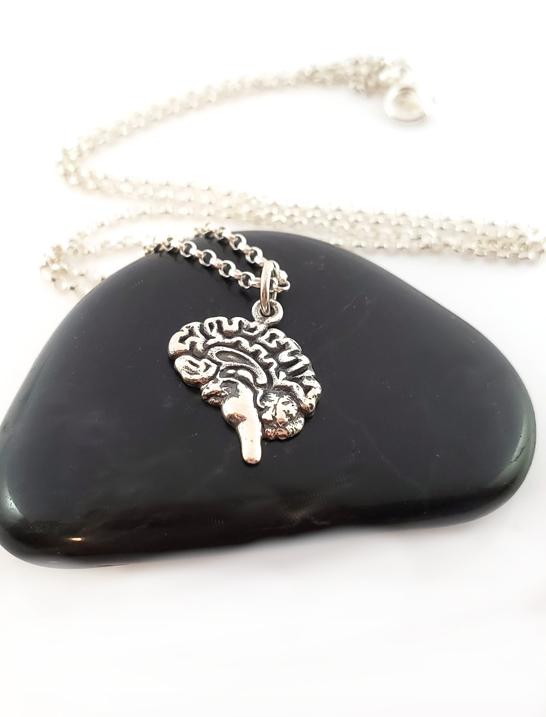 Anatomical Brain Charm Sterling Silver Necklace Simple Jewelry / Gift ...