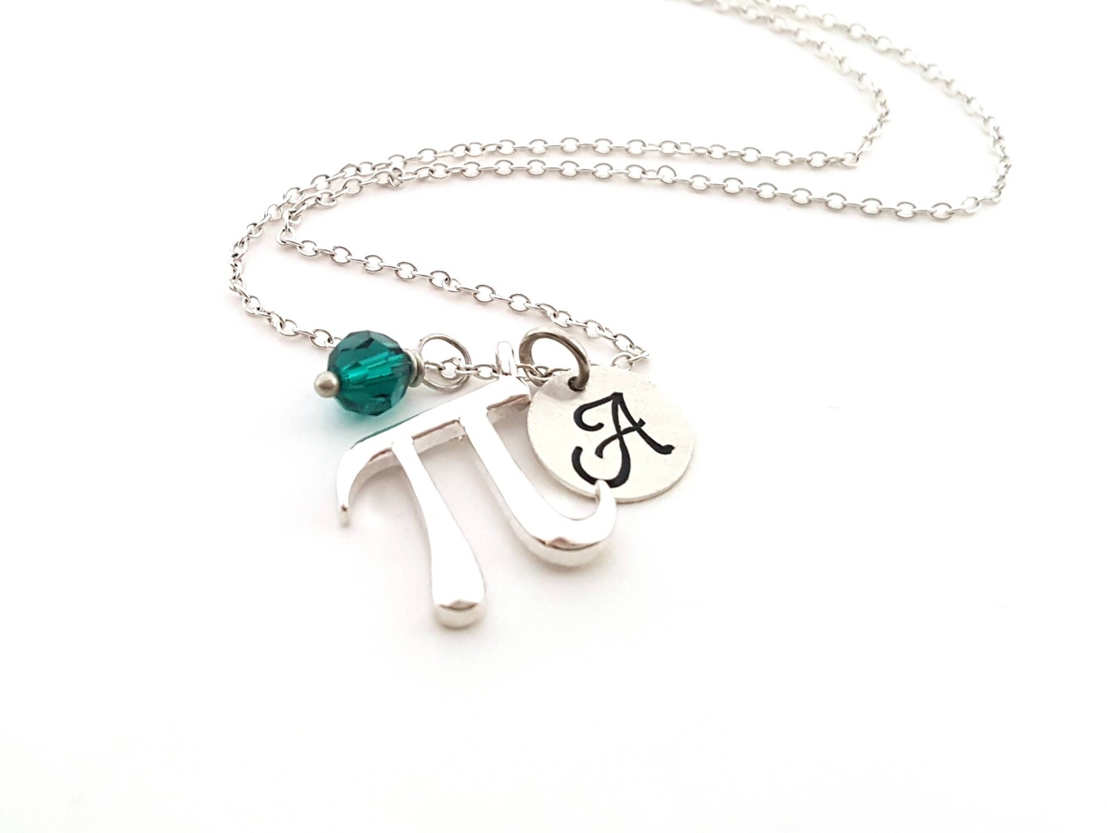 Pi Math Necklace Initial Necklace Personalized Necklace Sterling Silver ...