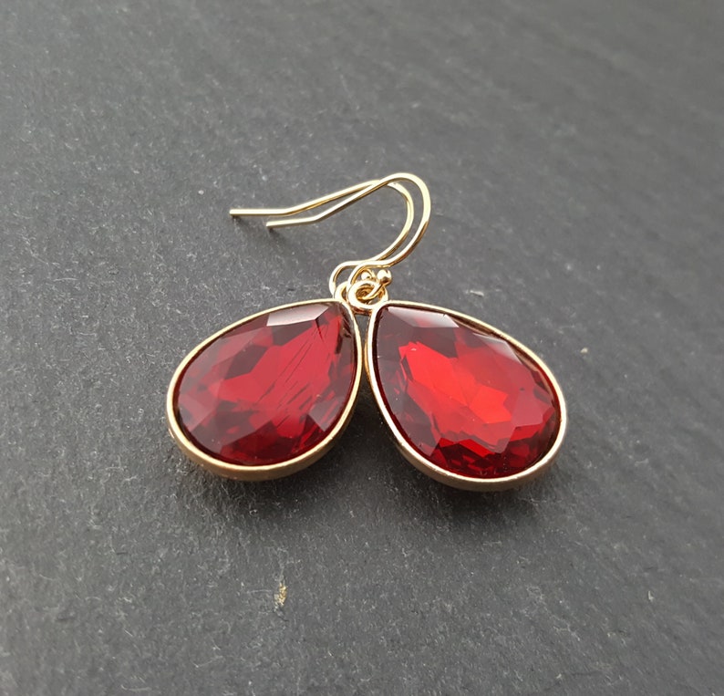 January Birthstone Earrings Garnet Crystal Gold Filled | Etsy