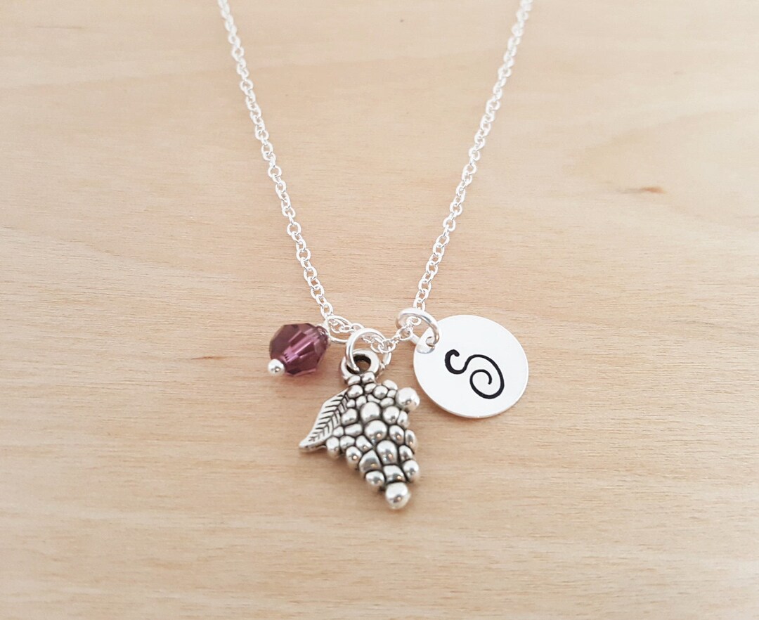 Grapes Necklace - Wine Necklace - Birthstone Necklace - Personalized ...