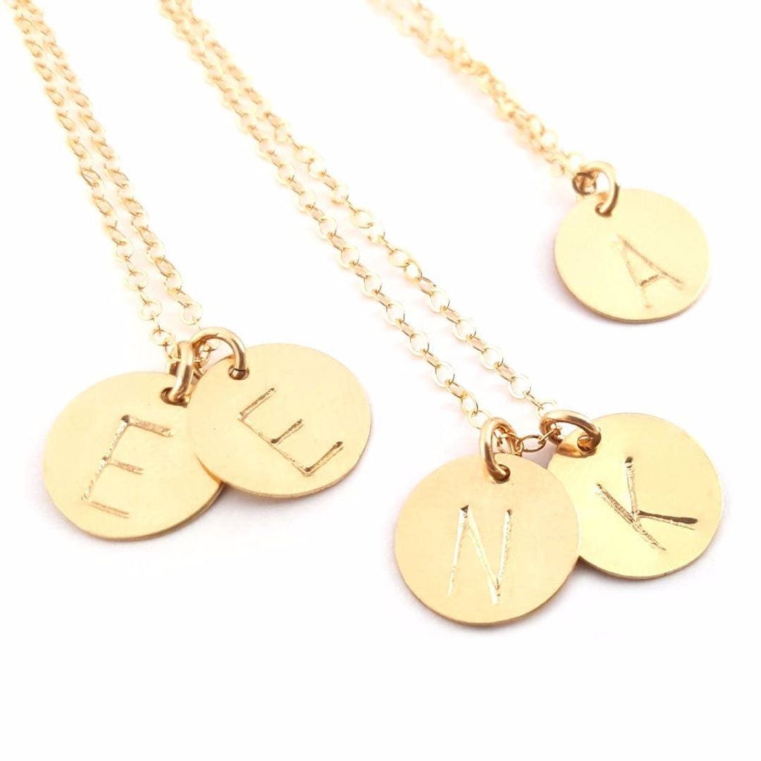 Classic Gold Initial Disc Necklace - 14k Gold Filled Jewelry ...