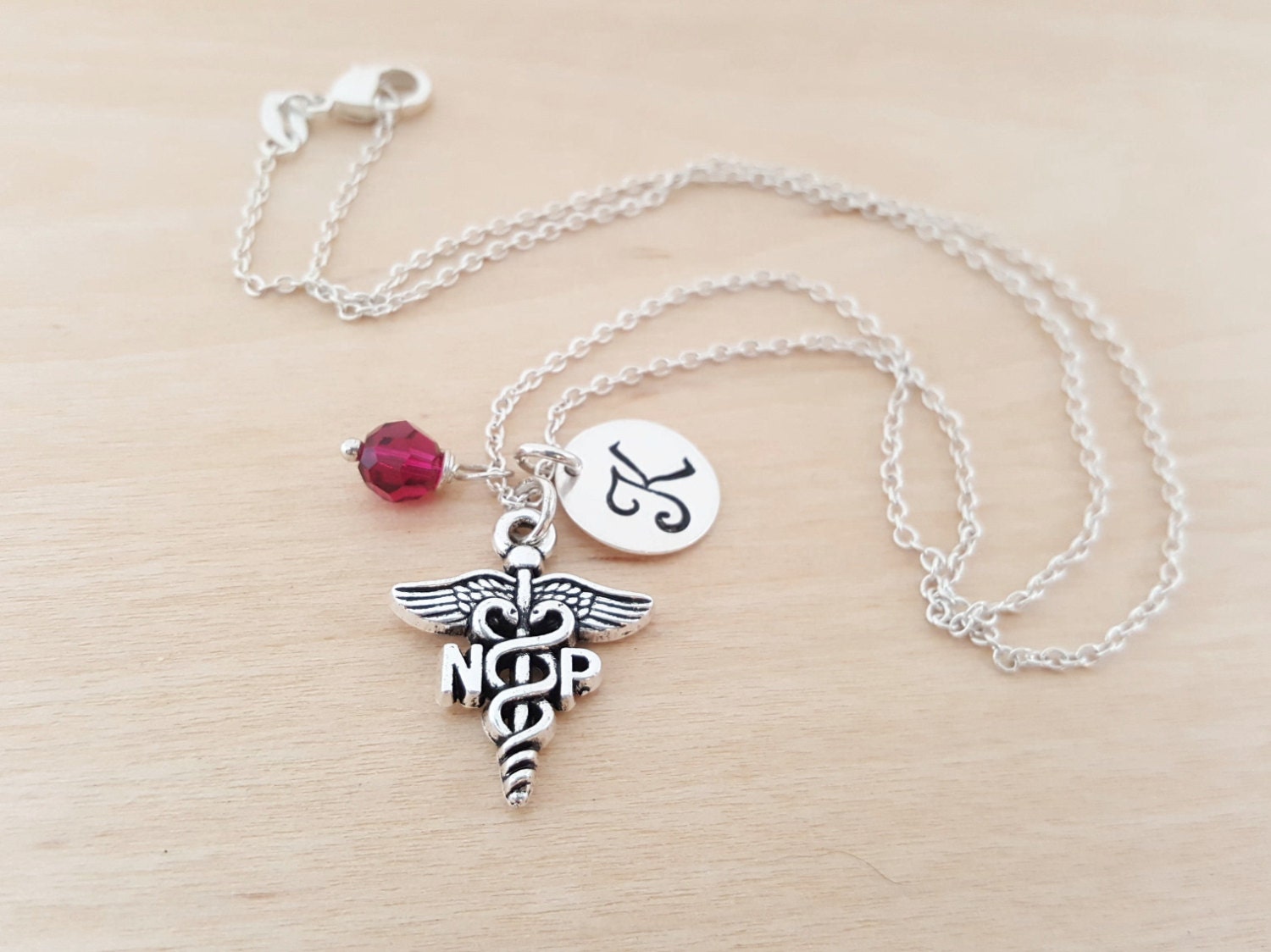 Nurse Practitioner Charm Swarovski Birthstone Initial - Etsy