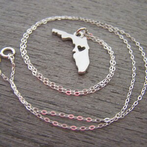 Florida State Heart Cut Out Charm Sterling Silver Necklace / Gift for ...