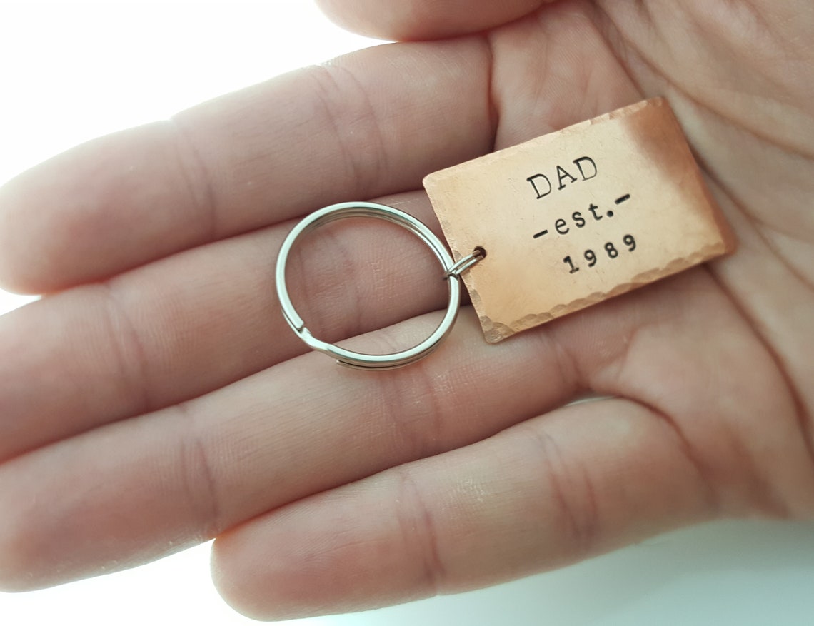 Dad Key Chain Hand Stamped Key Chain Gift Idea Gift for | Etsy