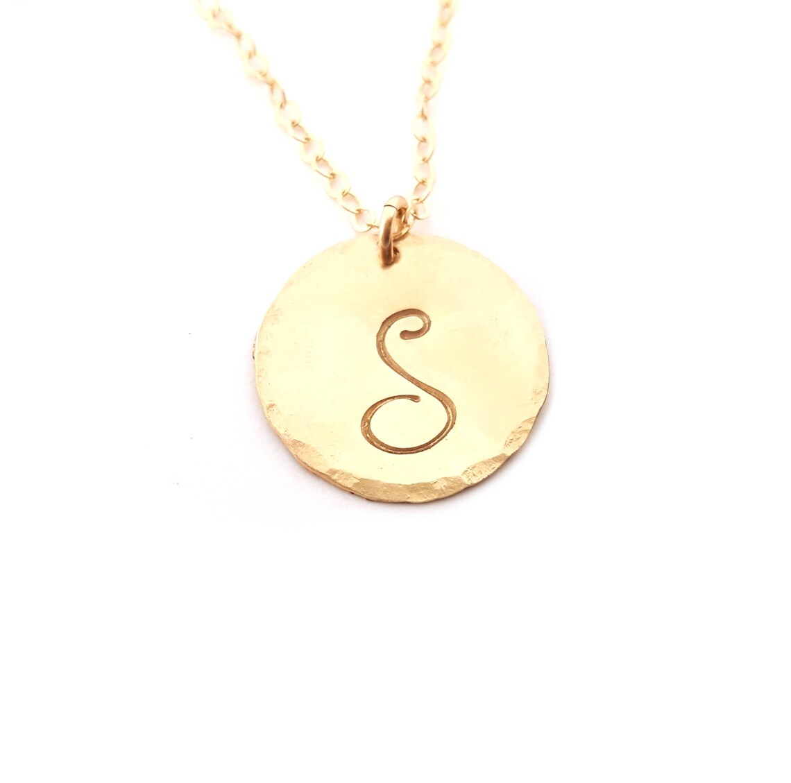 Hammered Initial Disc Gold Filled Personalized Necklace - Etsy