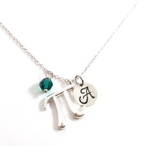 Pi Math Necklace - Initial Necklace - Personalized Necklace - Sterling ...