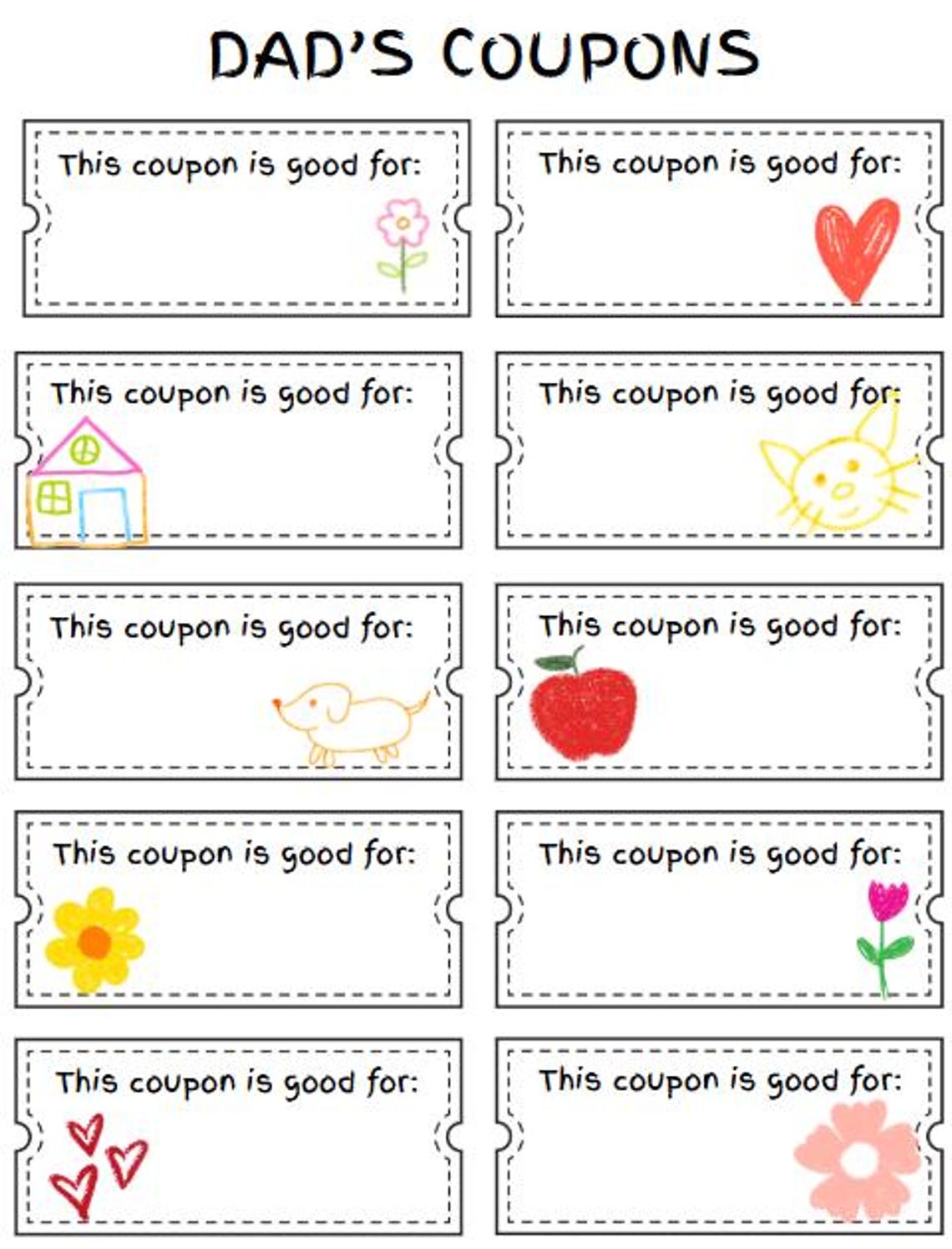 Dad Coupon Book – Editable Canva Template – 30 Prefilled + Blank DIY ...