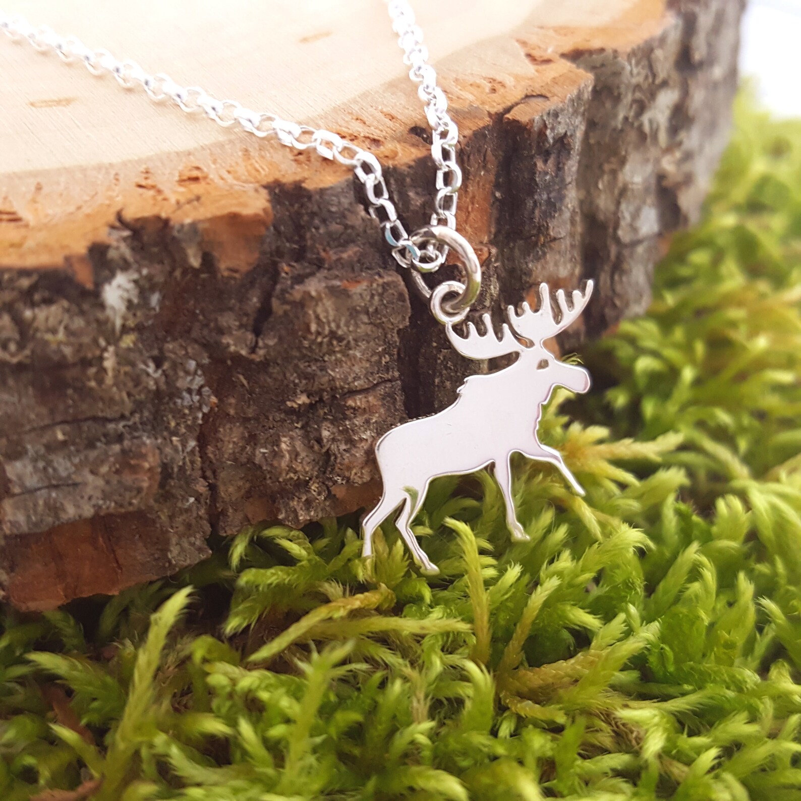 Moose Charm Sterling Silver Necklace Gift for Her - Etsy