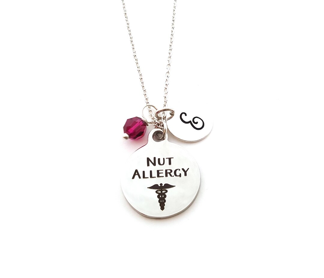 Nut Allergy Charm - Medical Alert Necklace - Initial Necklace ...