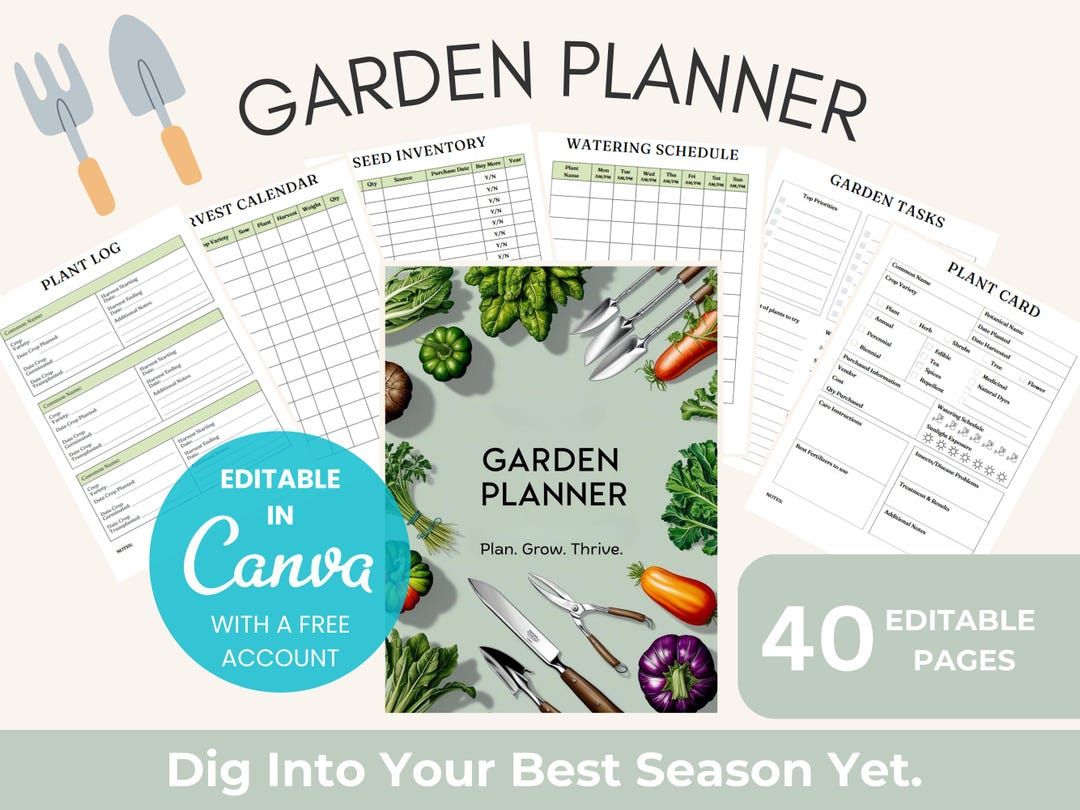 Ultimate Garden Planner – 40+ Page Canva Template | Printable Gardening ...