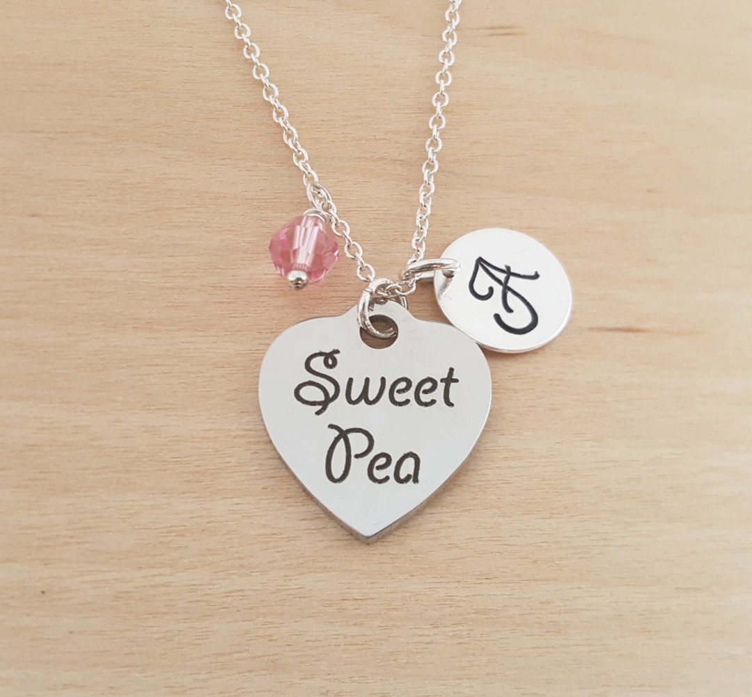 Sweet Pea Charm - Swarovski Birthstone - Initial - Personalized ...