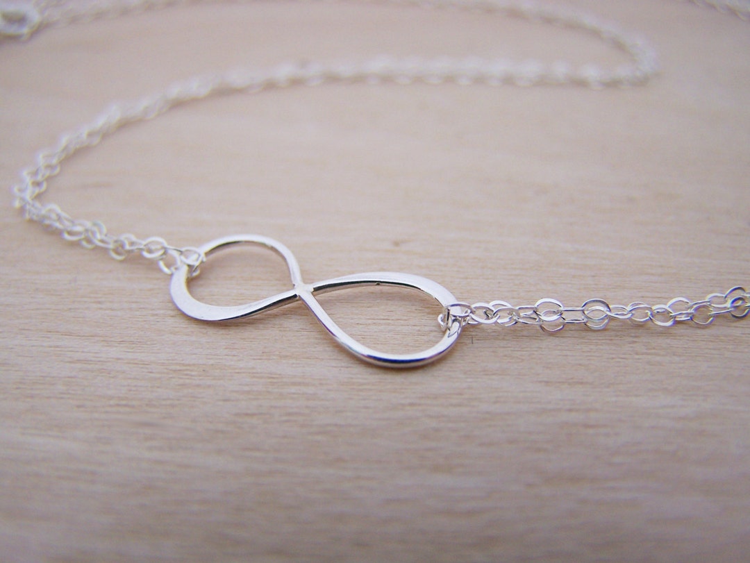 Sterling Silver Infinity Double Layered Chain Infinite Love Necklace ...