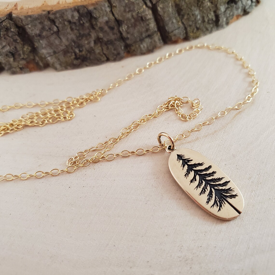 Pine Tree Charm Necklace Dainty 14k Gold Filled Jewelry | Etsy