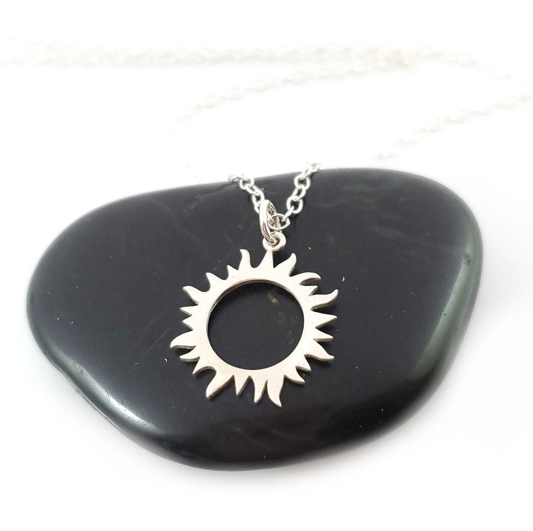 Sun Charm Solar Eclipse Sterling Silver Necklace Handmade Jewelry - Etsy UK