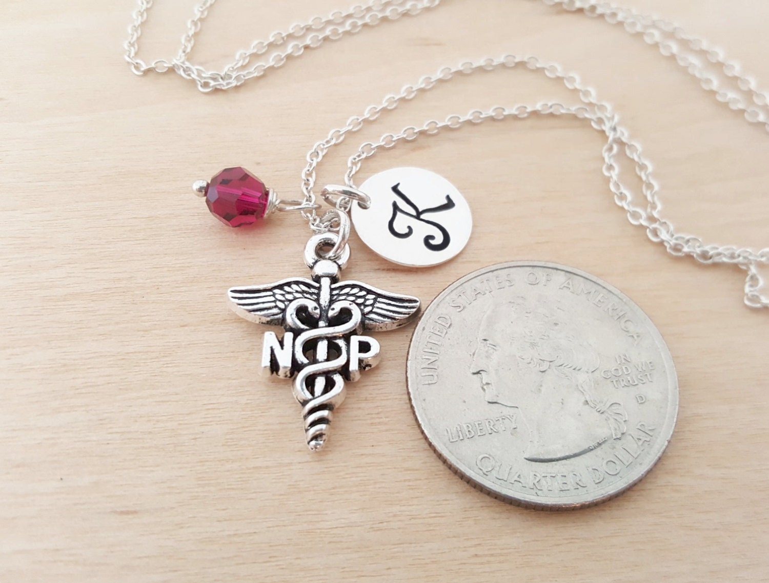 Nurse Practitioner Charm Swarovski Birthstone Initial - Etsy