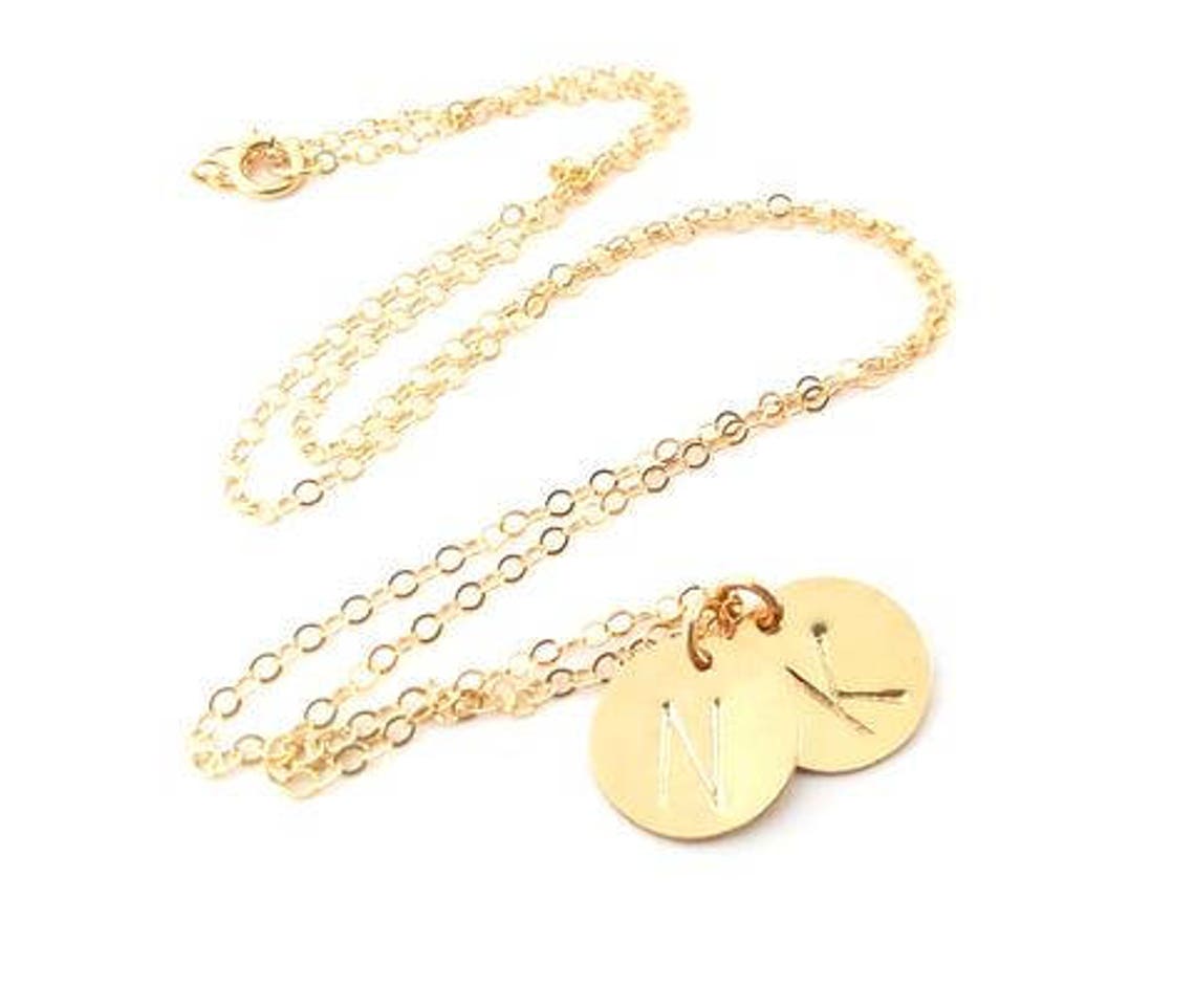 Classic Gold Initial Disc Necklace 14k Gold Filled Jewelry - Etsy