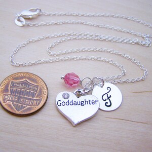 Goddaughter Charm Necklace - Swarovski Birthstone Initial Personalized ...