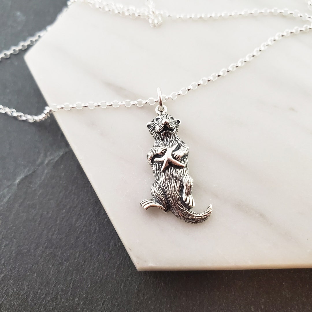Sea Otter Sterling Silver Charm Necklace - Beach Jewelry - Handmade ...