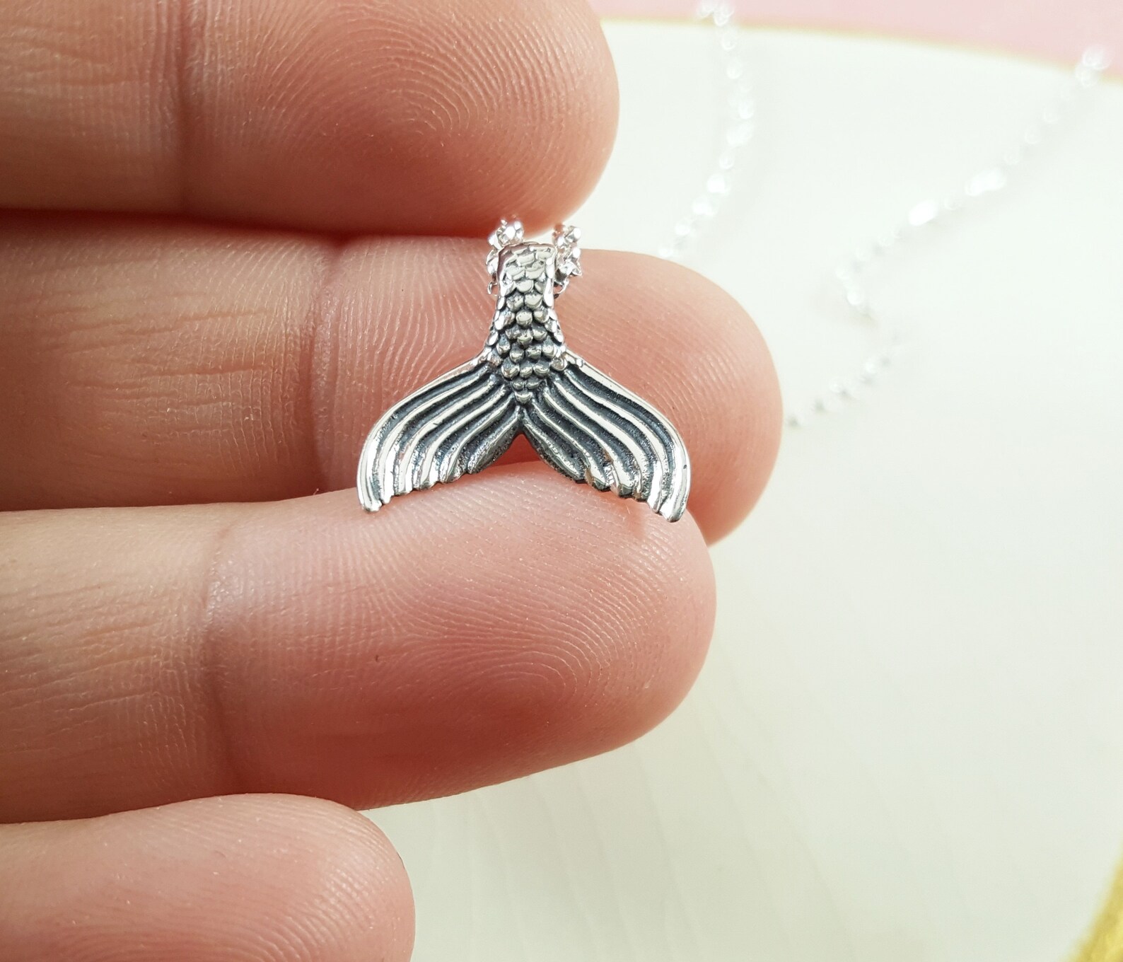 Mermaid Tail Charm Sterling Silver Necklace Inspirational - Etsy