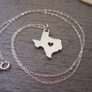 Texas State Heart Cut Out Charm Sterling Silver Necklace / Gift for Her ...
