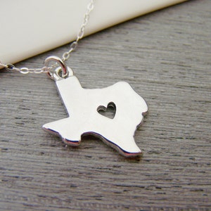 Texas State Heart Cut Out Charm Sterling Silver Necklace / Gift for Her ...