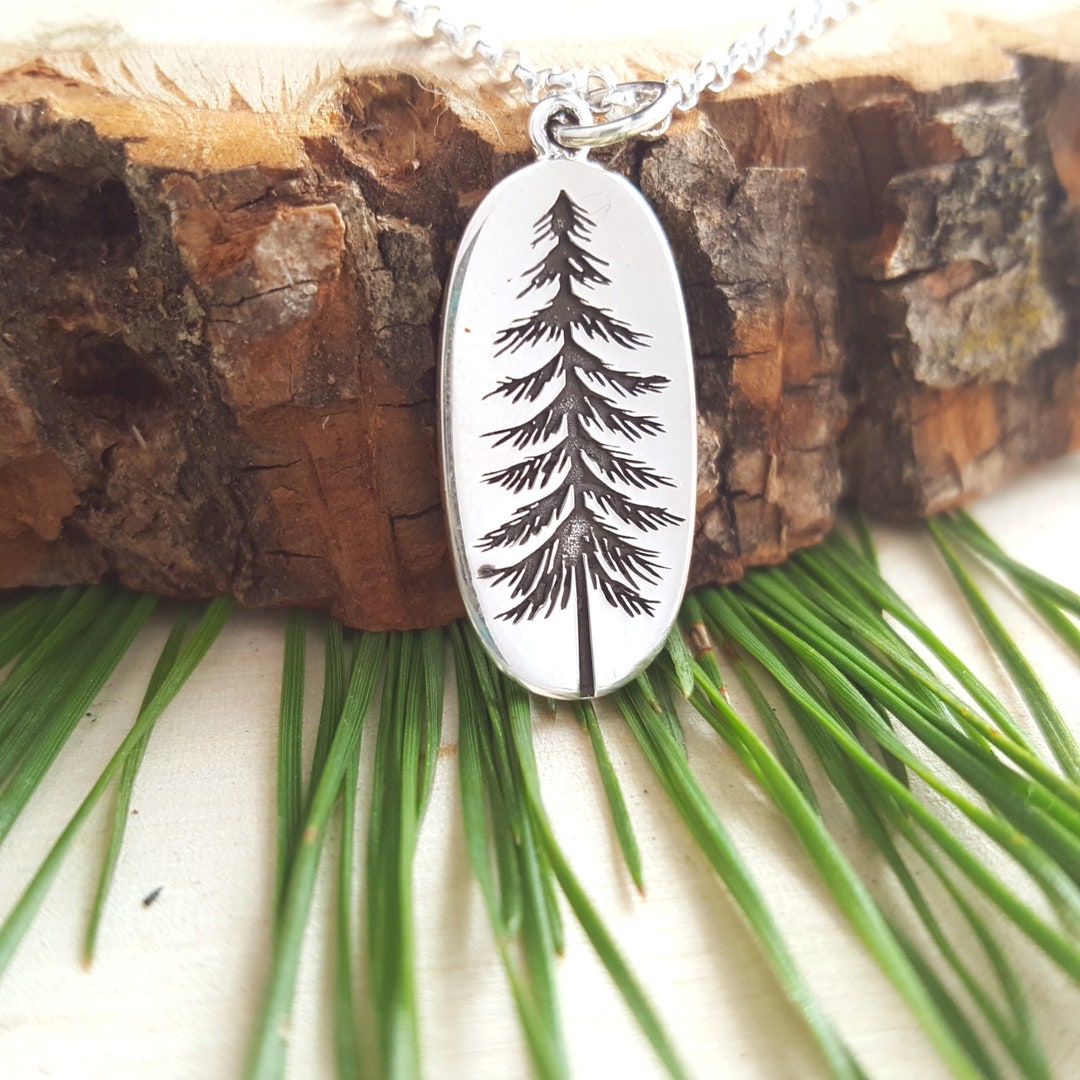 Pine Tree 925 Sterling Silver Charm Necklace Christmas Tree - Etsy