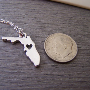 Florida State Heart Cut Out Charm Sterling Silver Necklace / Gift for ...