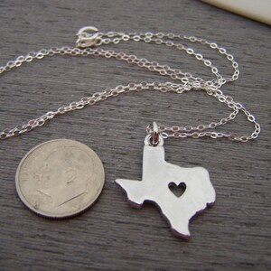 Texas State Heart Cut Out Charm Sterling Silver Necklace / Gift for Her ...