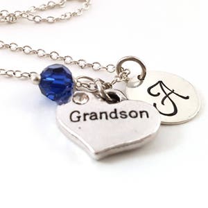 Grandson Heart- Stainless Steel Silver- Swarovski Birthstone ...