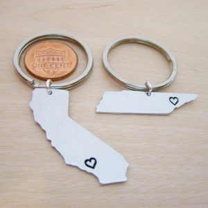 Hand Stamped State Key Chain - Home State Keychain / Gift for Him ...