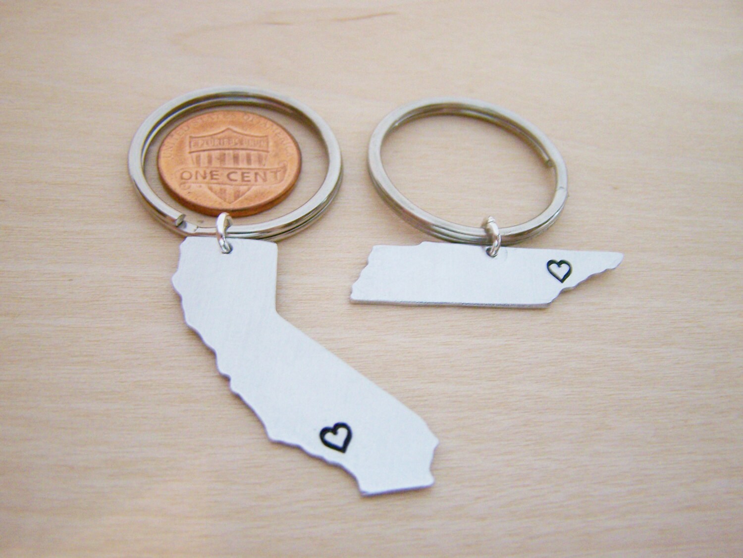 Hand Stamped State Key Chain - Home State Keychain / Gift for Him ...