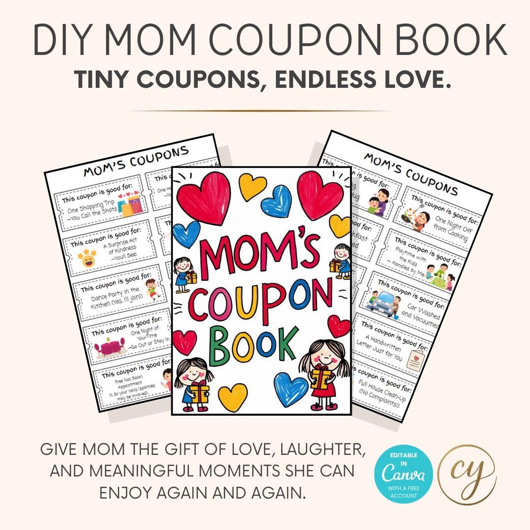 Mother’s Day Coupon Book – Printable Gift From Kids | 30 Prefilled ...