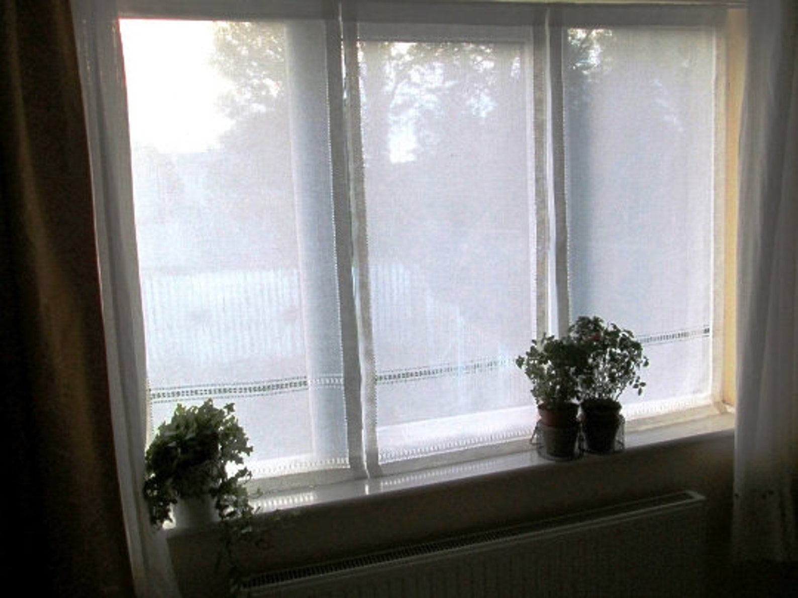 Bay Windows Irish Linen Curtains, Hemstitched Irish Curtains, Drawn ...