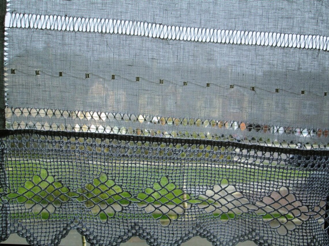 Irish Linen and Lace Hemstitched Curtain Drawn-thread - Etsy