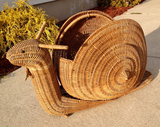 Vintage Wicker Snail Magazine Rack Holder 1970s Unique - Etsy