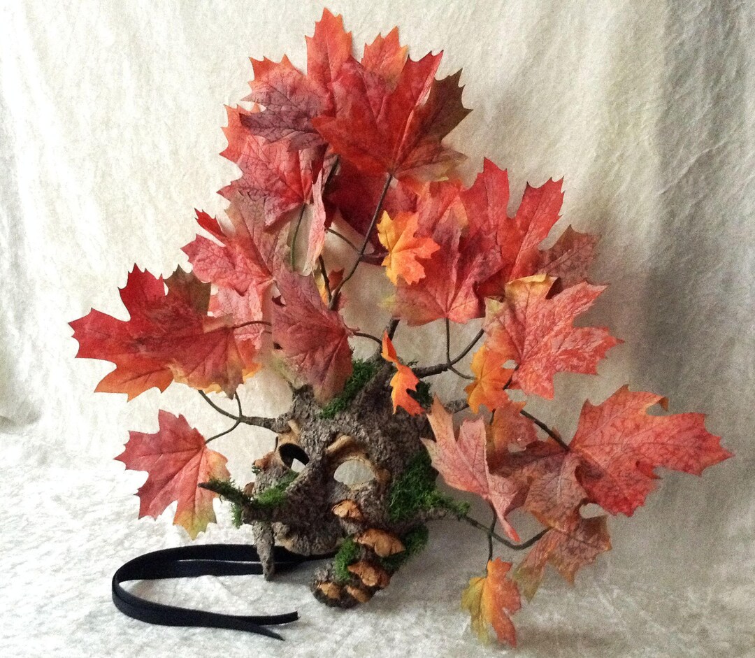 Artisan Mask: 'autumn Tree Mask' - (no Chin, With Leaves and Moss ...