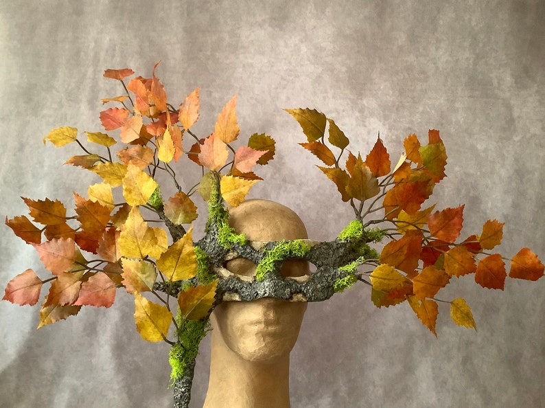 Artisan Eye Mask on a Stick: 'tree Mask Autumn Leaves Deluxe' Dryad ...