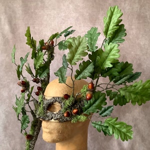 Artisan Eye Mask on a Stick: 'tree Mask Green Oak Leaves Deluxe ...