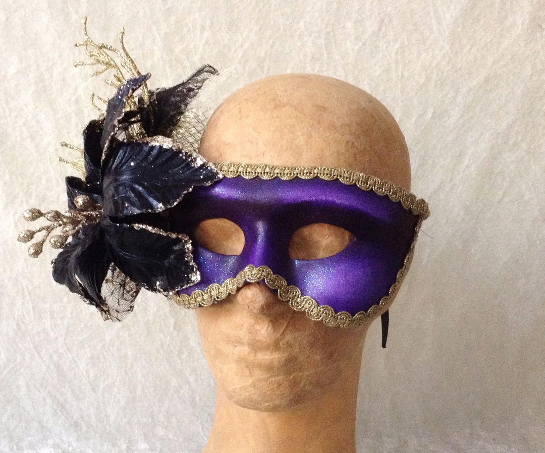 Artisan Eye Mask: 'purple Fantasy' (tule, Lace and Black Flower ...