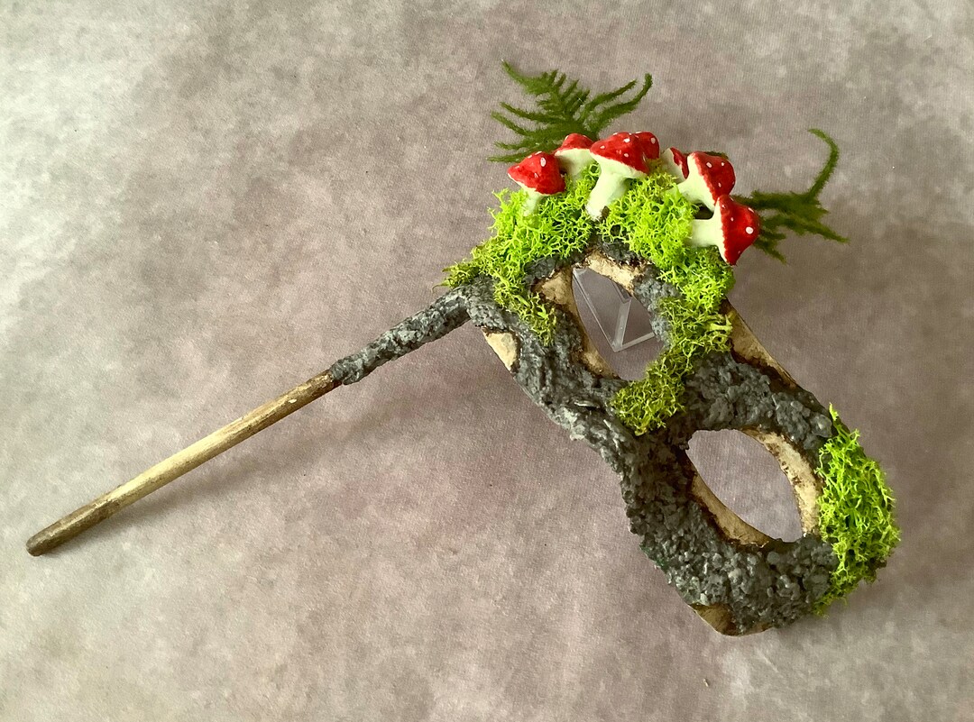 Artisan Eye Mask on Stick: 'tree Mask Small Red Toadstools' with Moss ...