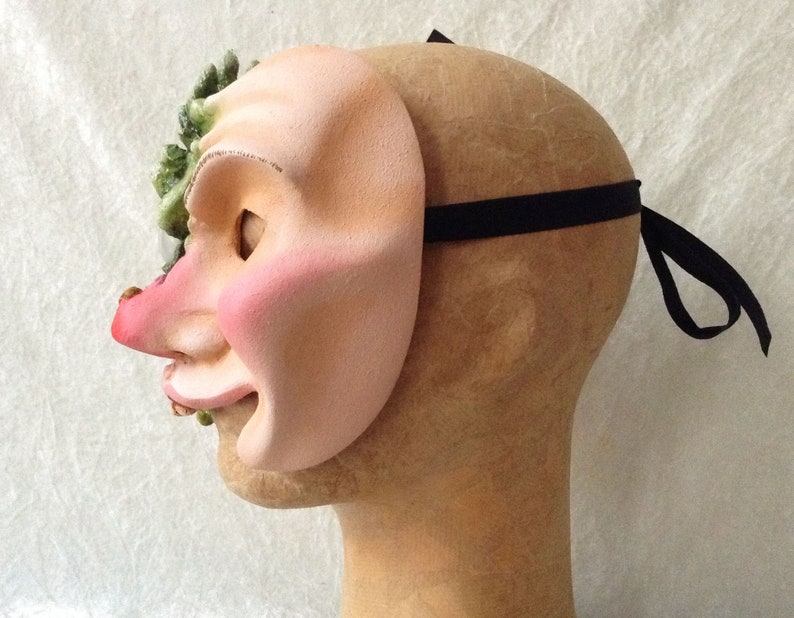 Artisan half mask: 'Big eared half demon' demon | Etsy