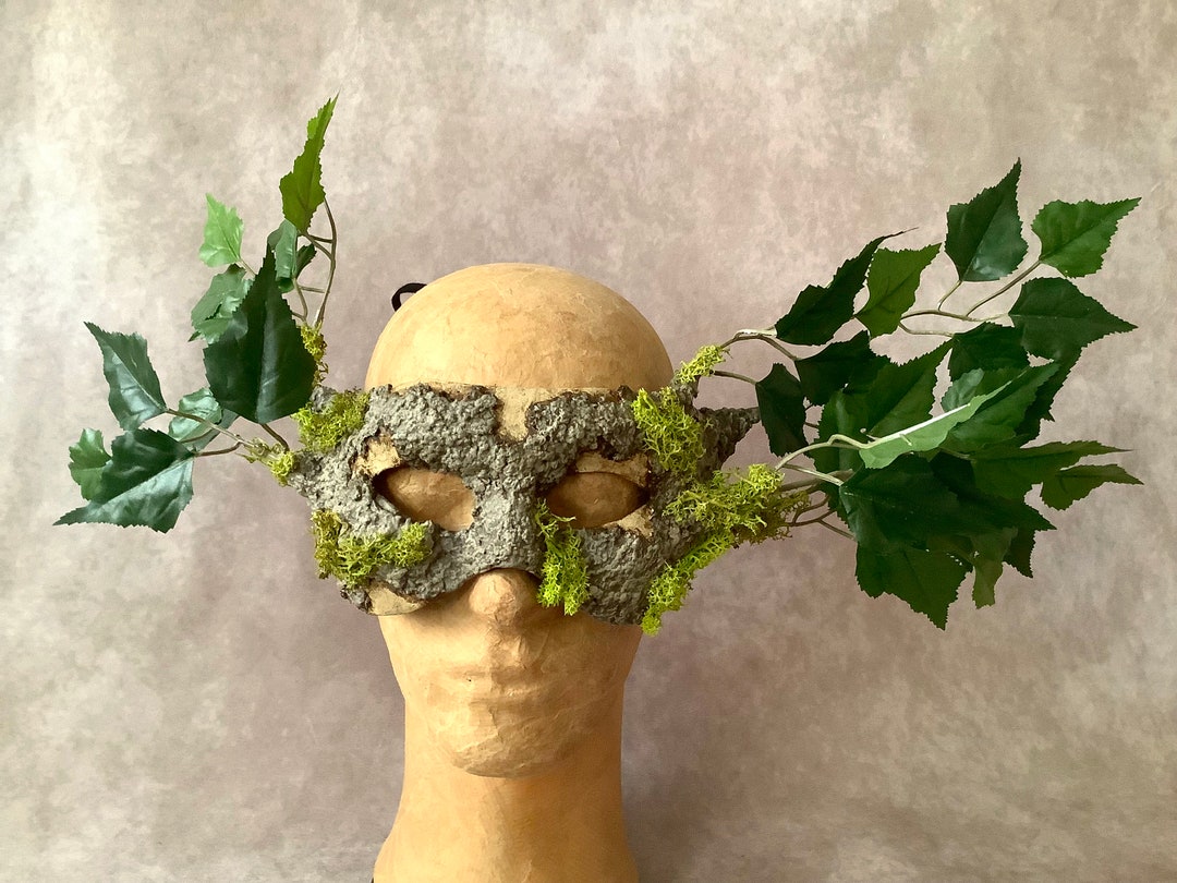 Artisan Eye Mask: 'tree Mask Green Leaves' - Traditional Handmade Mask ...
