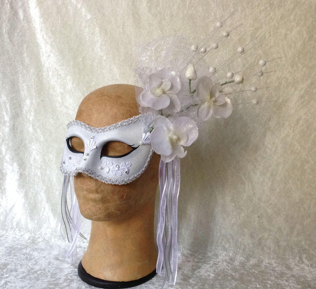 Artisan Eye Mask: 'fancy White' (flowers, Lace and Feathers) - Etsy