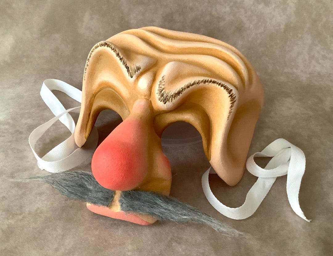 Artisan Half Mask 'il Dottore' (pink Skin Tones and Grey Moustache ...